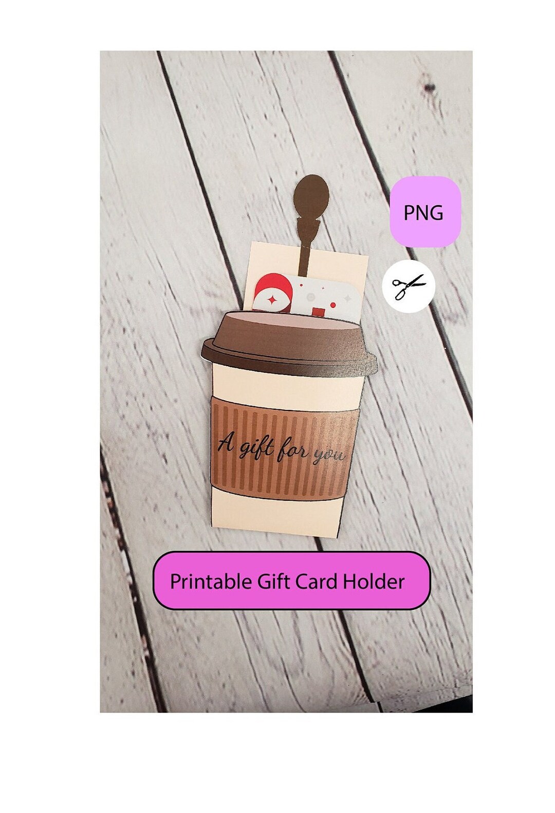Coffee Gift Card Holder PRINTABLE DIY Print and Cut, PNG File, With ...