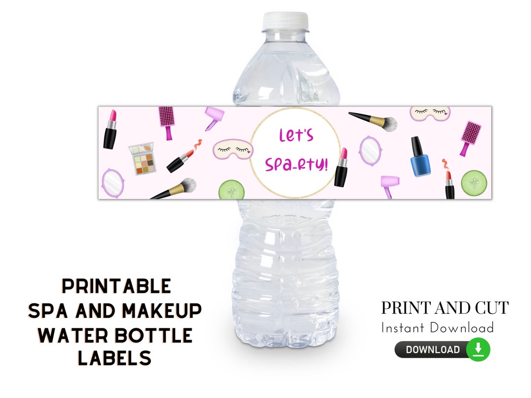 Spa Water Bottle Labels - PRINTABLE - Print and Cut, Diy, Instant ...
