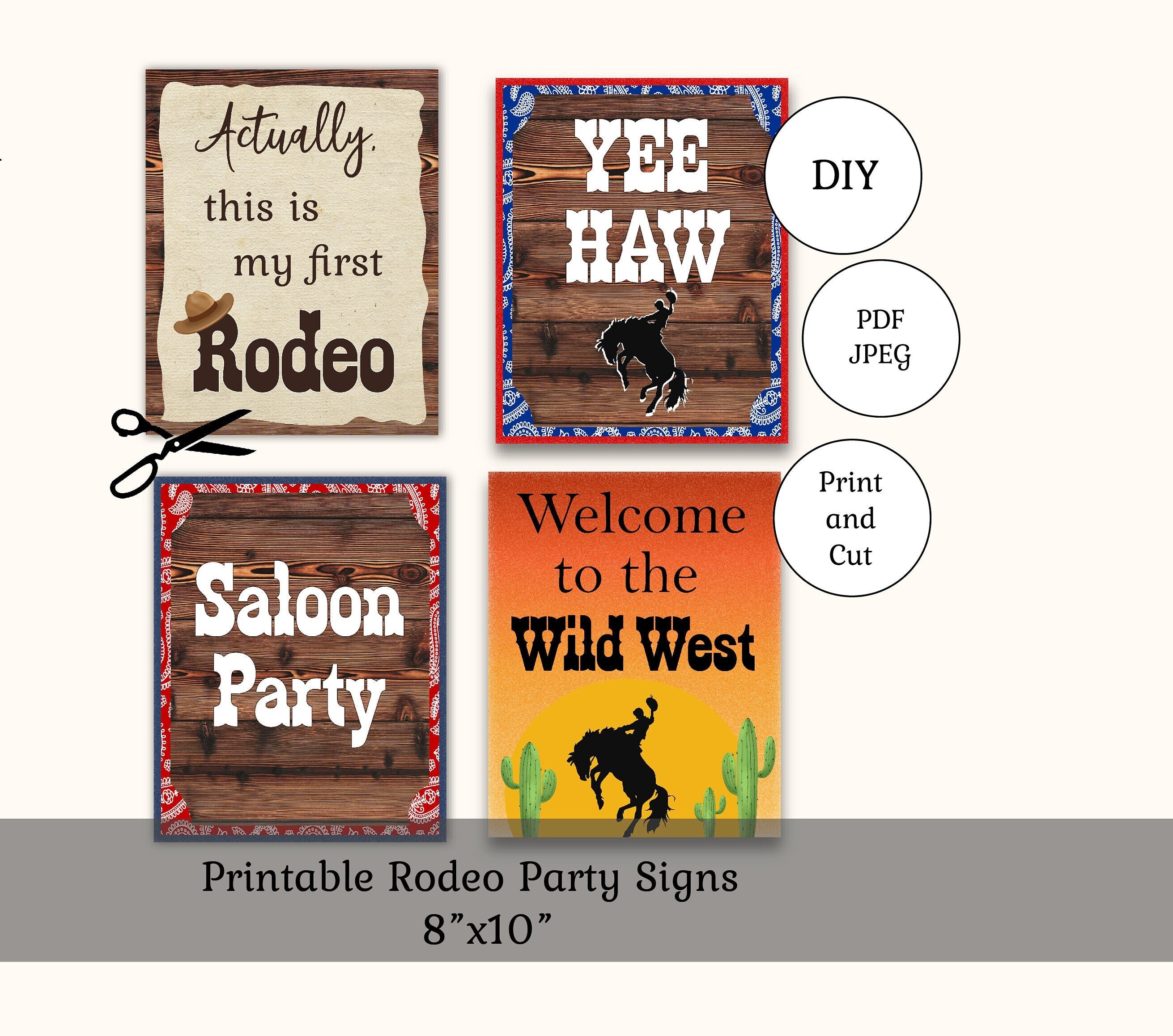 Cowboy Party PRINTABLE Rodeo Signs - for Birthday Party - 1st Bday ...