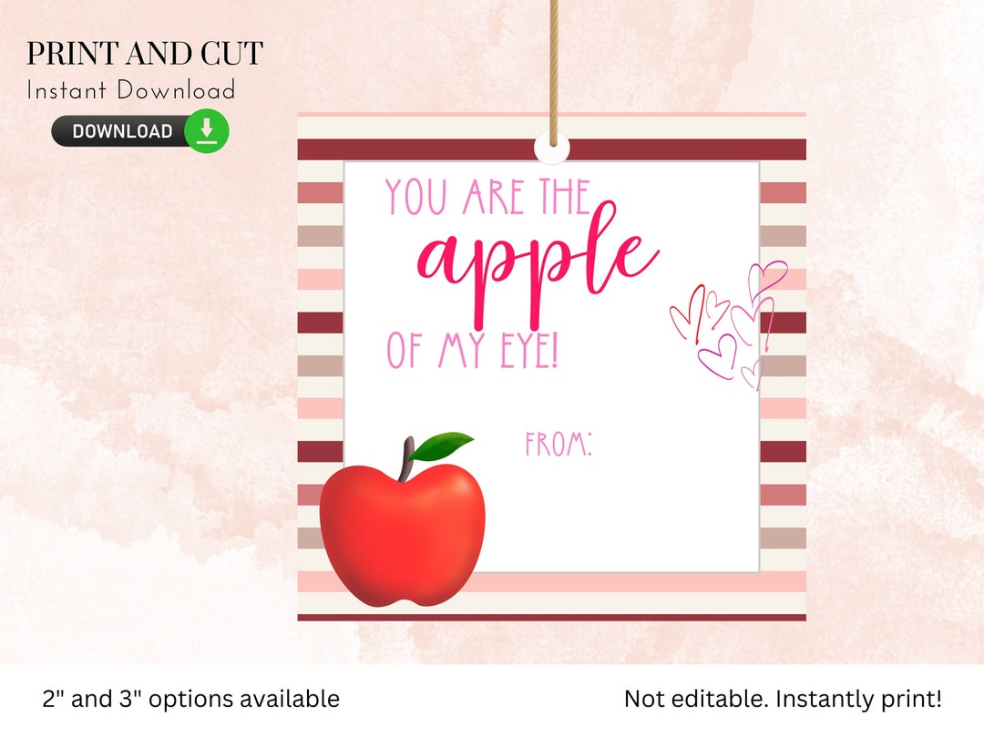 Apple Valentine's Day Tag- Printable -valentines Day Card, School Vday ...