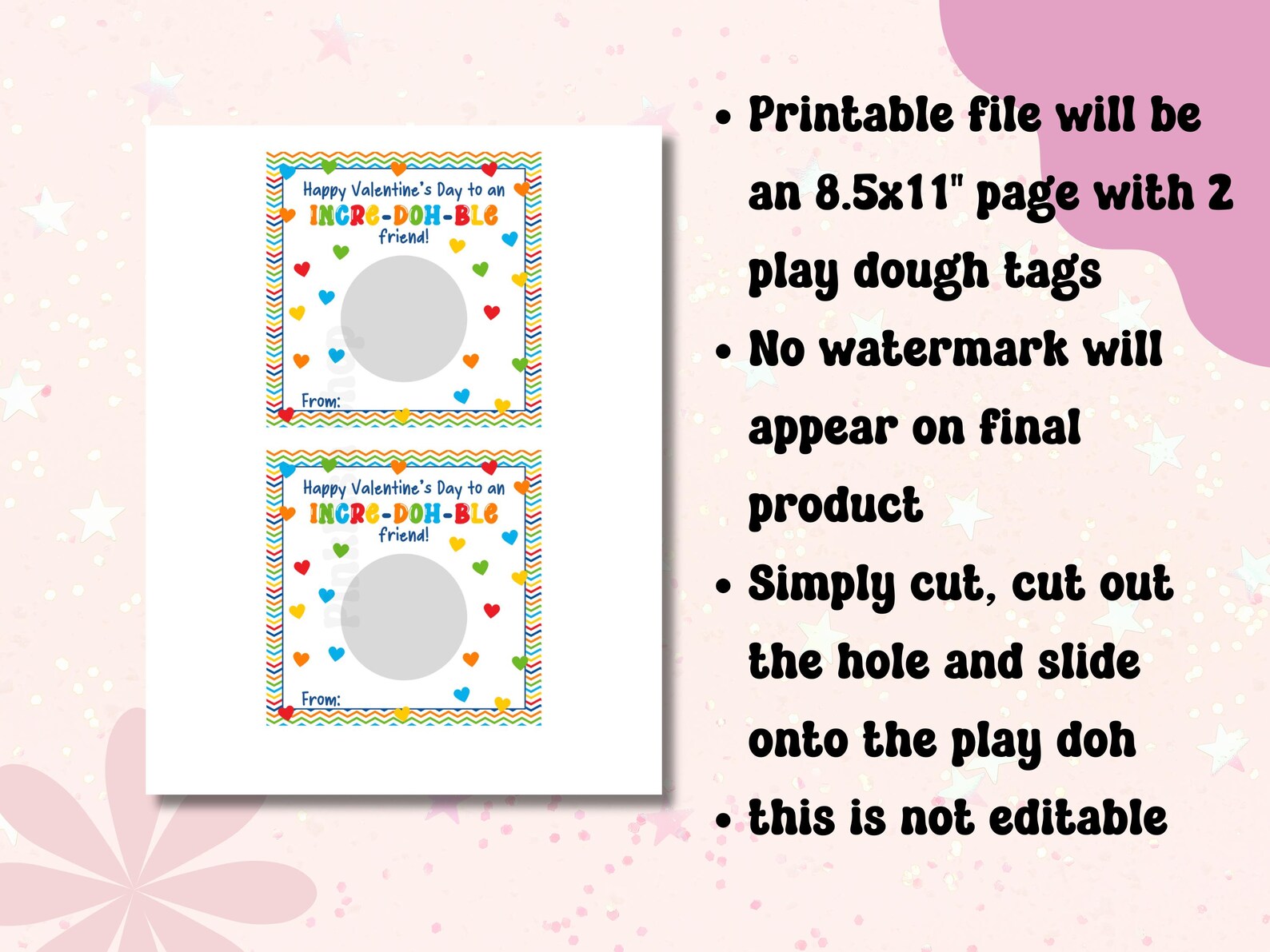 Play Dough Valentine Gift Tag | Printable Play Dough Tag | Valentine ...