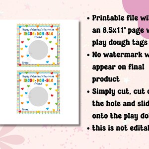 Play Dough Valentine Gift Tag | Printable Play Dough Tag | Valentine ...