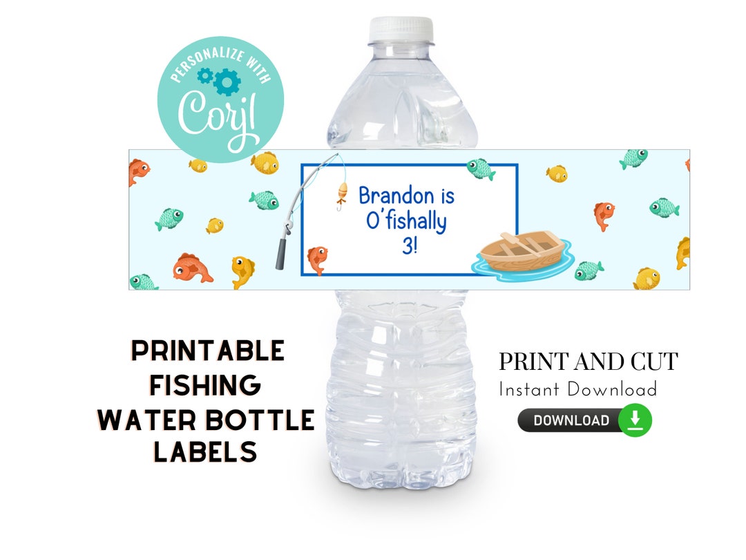 O'fishally One Water Bottle Labels - PRINTABLE and Editable - Print and ...