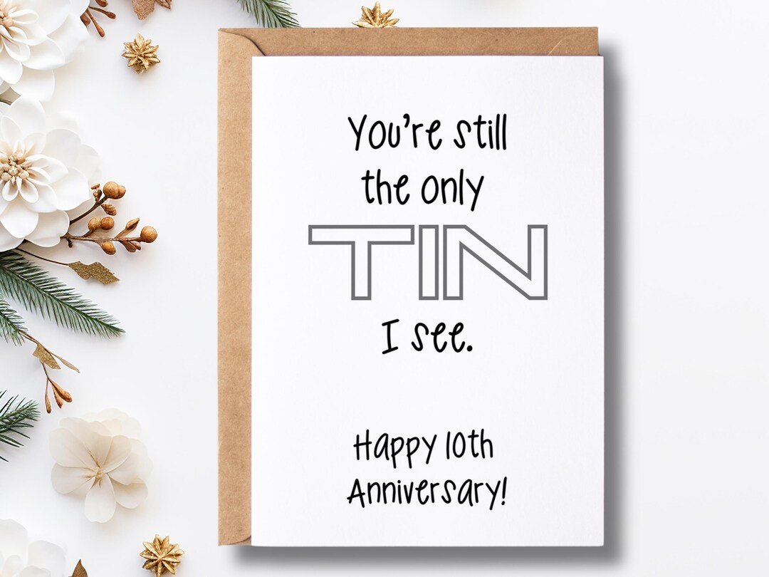 Printable 10th Anniversary Card | Tin Gift | 5x7 Digital Card ...