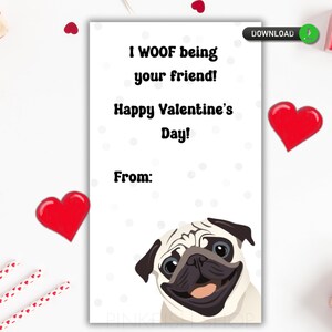 Dog Valentine's Day Tag- Printable - 5 Designs Valentines Day Card ...