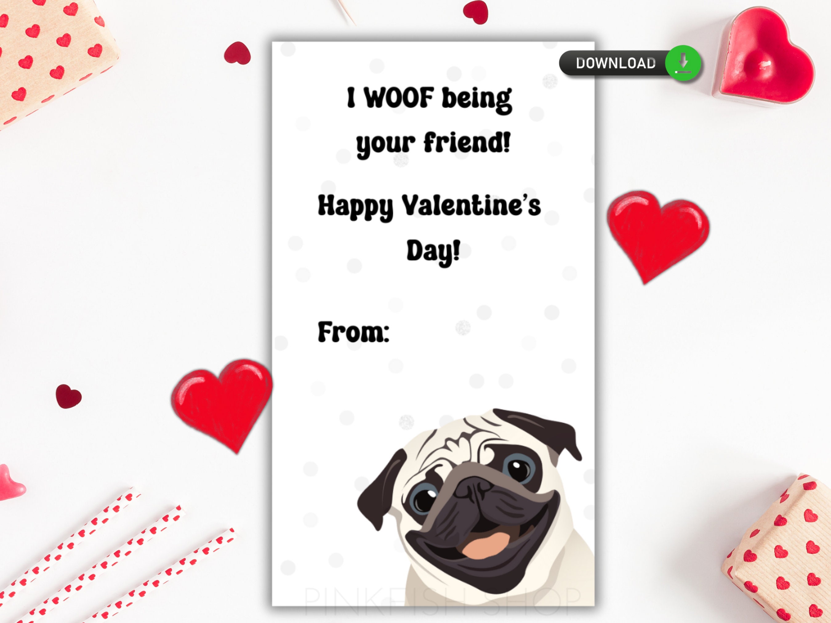 Dog Valentine's Day Tag- Printable - 5 Designs Valentines Day Card ...