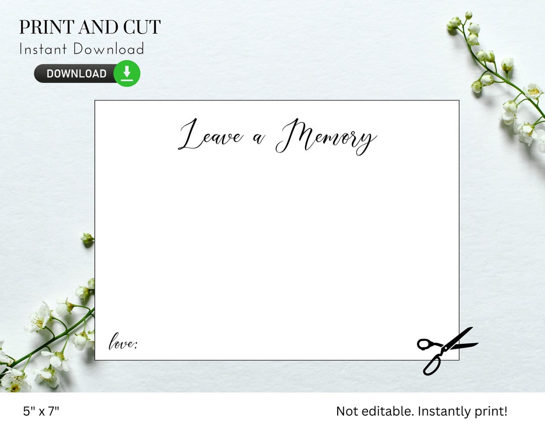 Leave a Memory Card - Printable - DIY, Print and Cut, White and Black ...