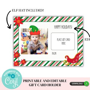 Printable and Editable Christmas Gift Card Holder - Holiday, Teacher ...