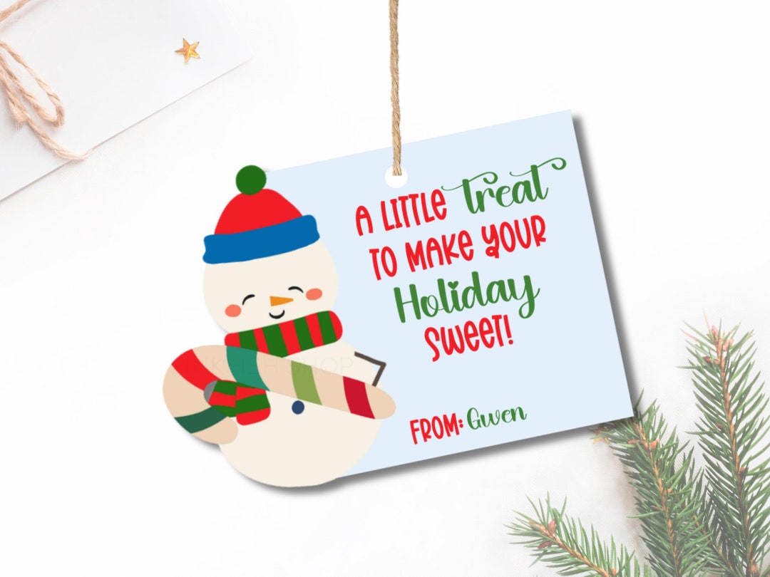 Christmas Treat Tag | Printable and Editable Snowman Treat Bag Tag | A ...