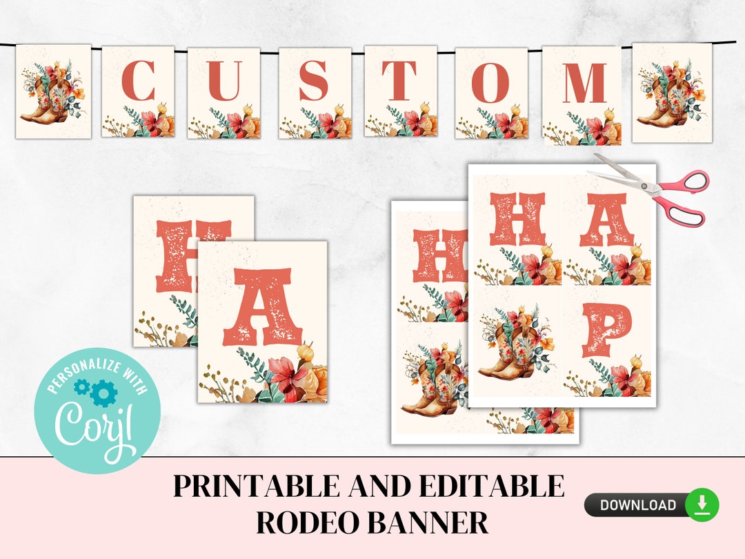 Editable and Printable Boho Rodeo Banner for My First Rodeo Party ...