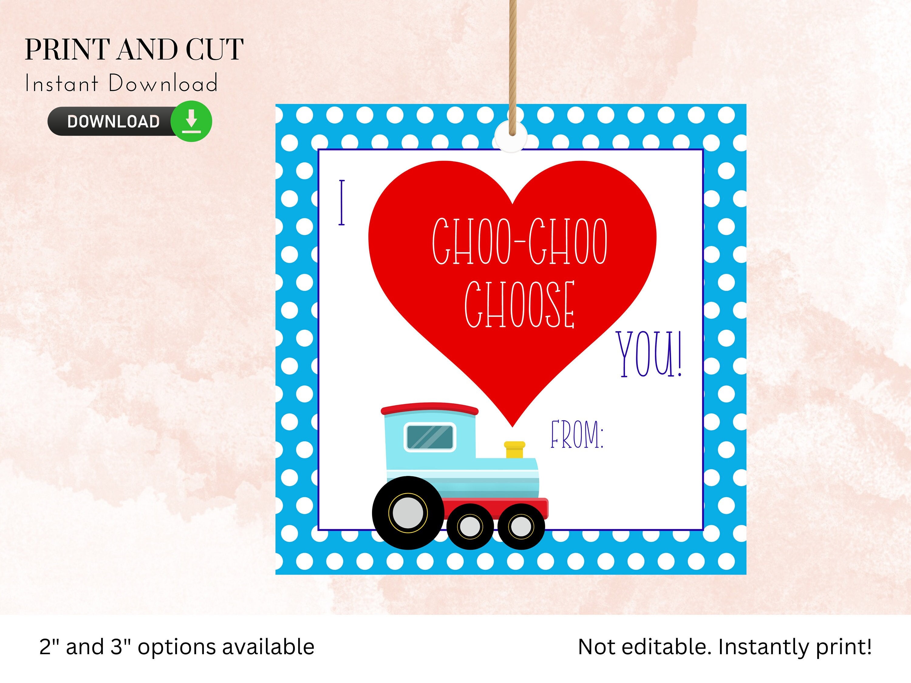 Train Valentine's Day Tag- Printable -valentines Day Card, School Vday ...