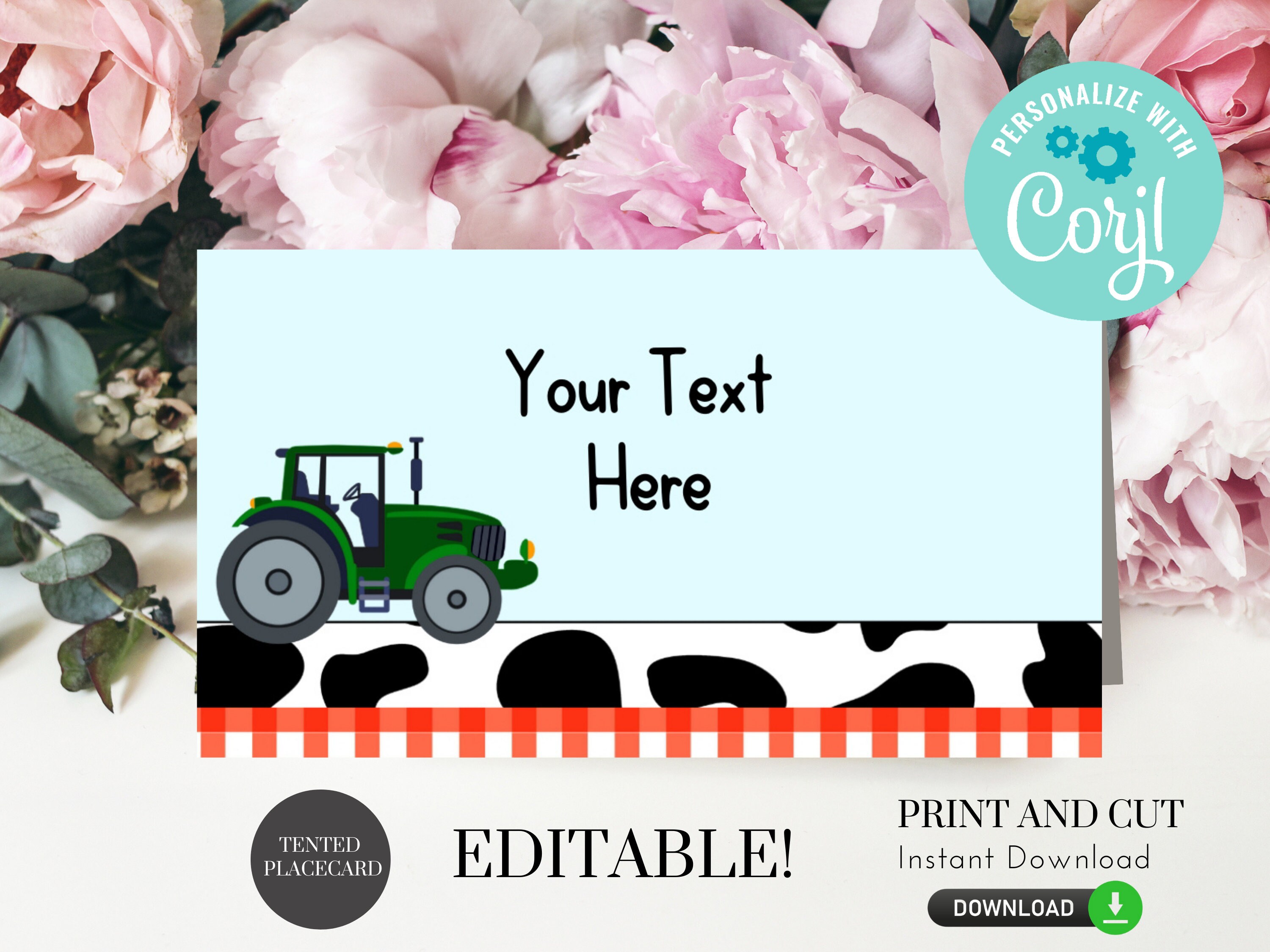 Printable Farm Place Cards- Editable - INSTANT DOWNLOAD - DIY, Print ...