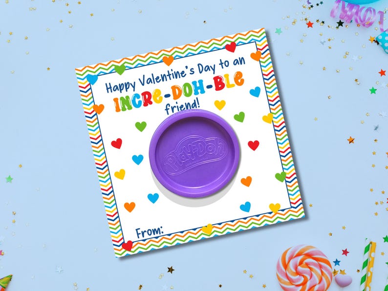 Play Dough Valentine Gift Tag | Printable Play Dough Tag | Valentine ...