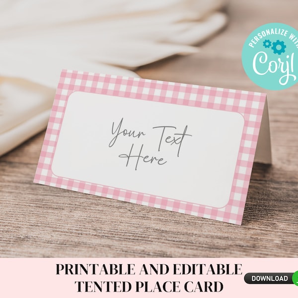Pink Gingham Place Cards - Etsy