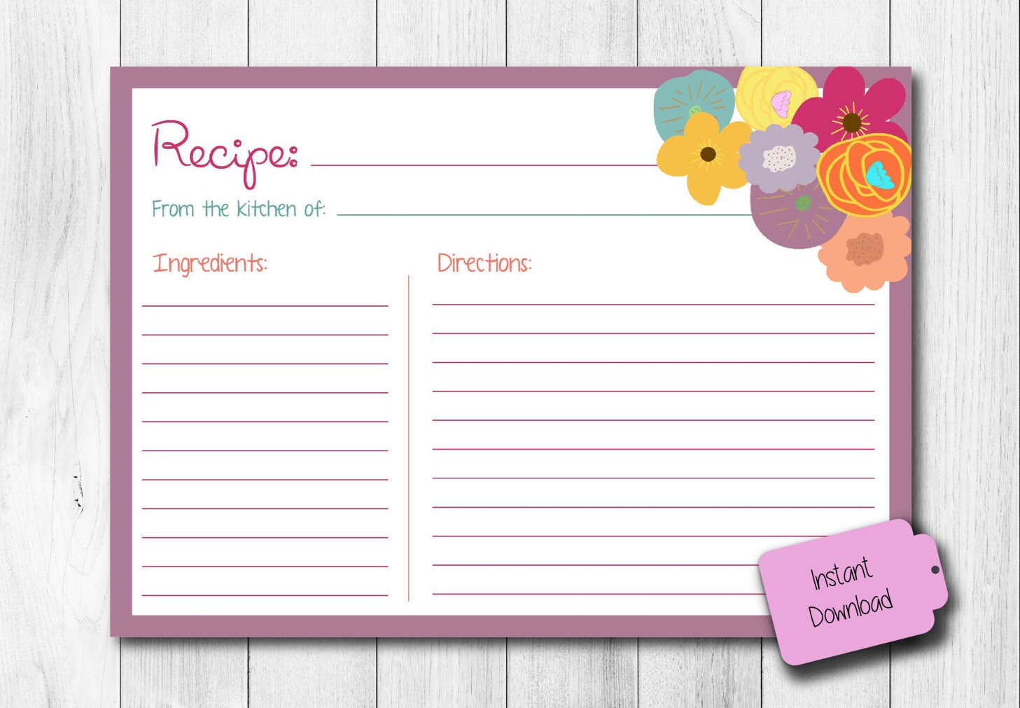 Vintage Flower Recipe Cards for Bridal Shower (digital) - Etsy Canada