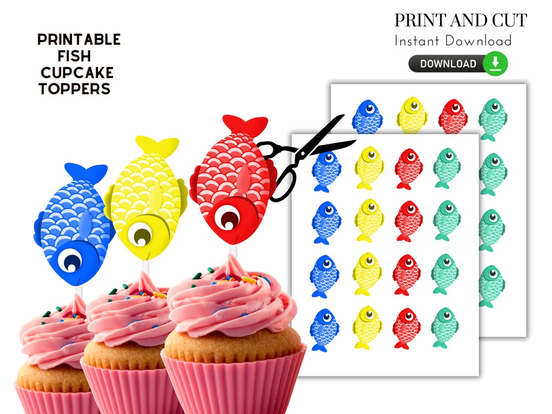 Printable Fish Cupcake Toppers - DIY, Print and Cut, O'fishally One ...