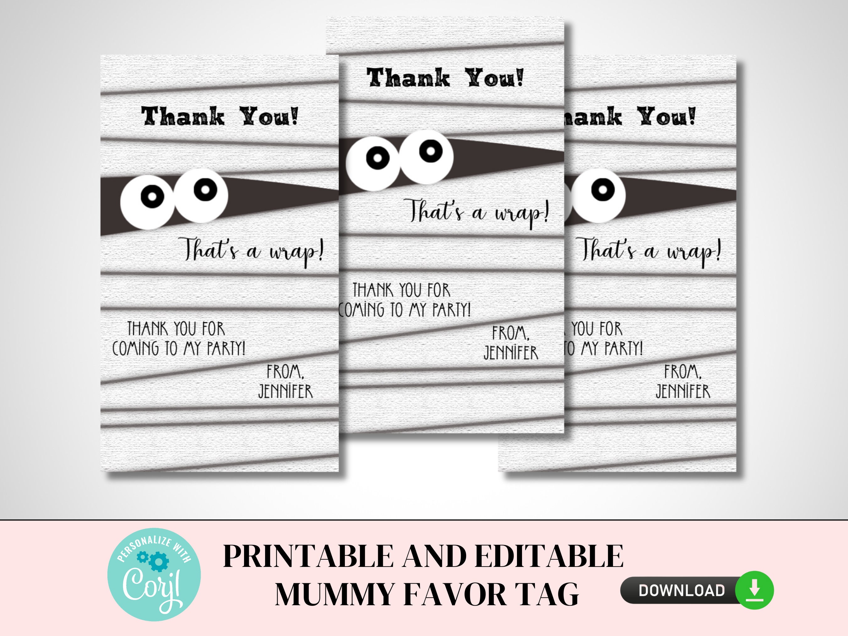 Editable and Printable Mummy Favor Tags - DIY Halloween Party Favor ...
