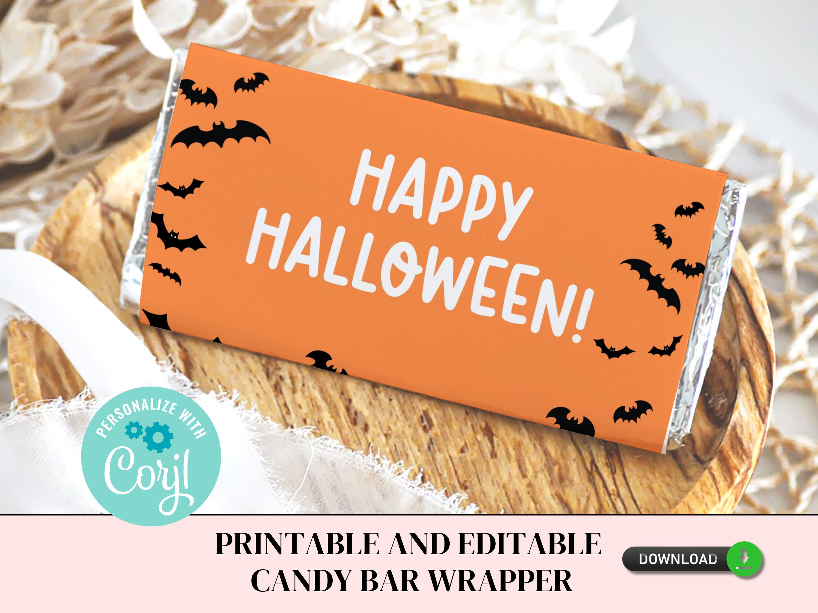 Editable and Printable Bat Candy Wrappers - Print and Cut, Instant ...