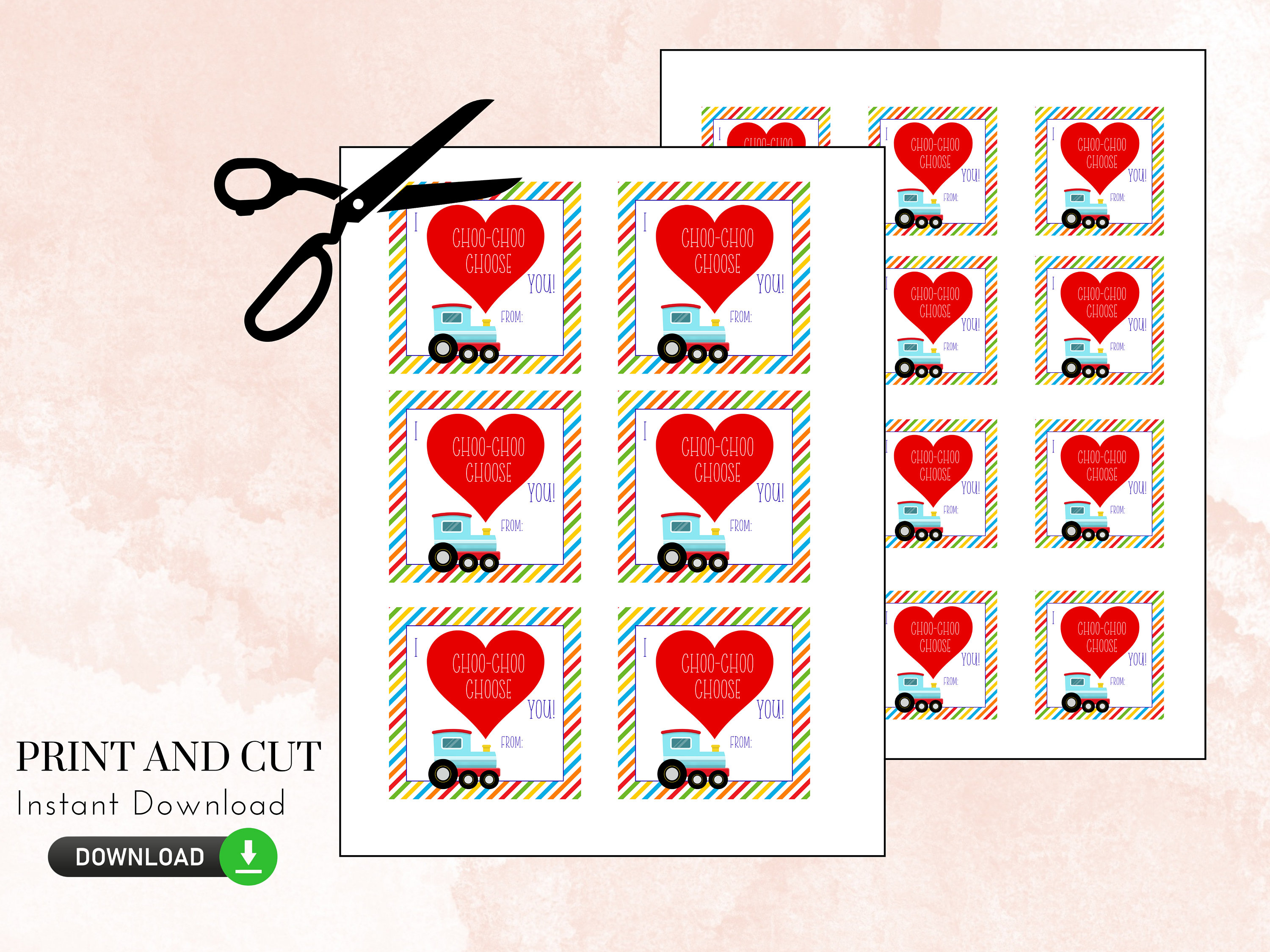 Train Valentine's Day Tag- Printable -valentines Day Card, School Vday ...