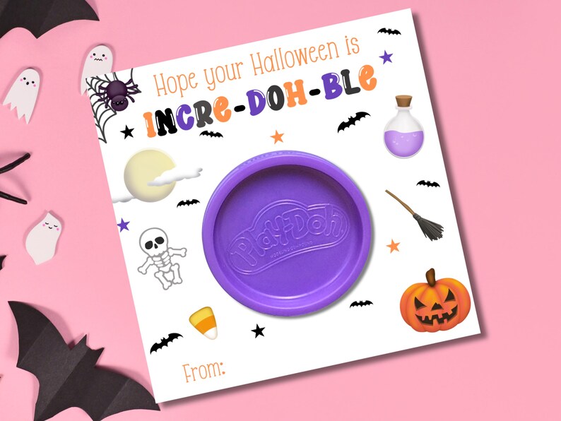 Play Dough Halloween Gift Tag | Printable Play Dough Tag | Halloween ...
