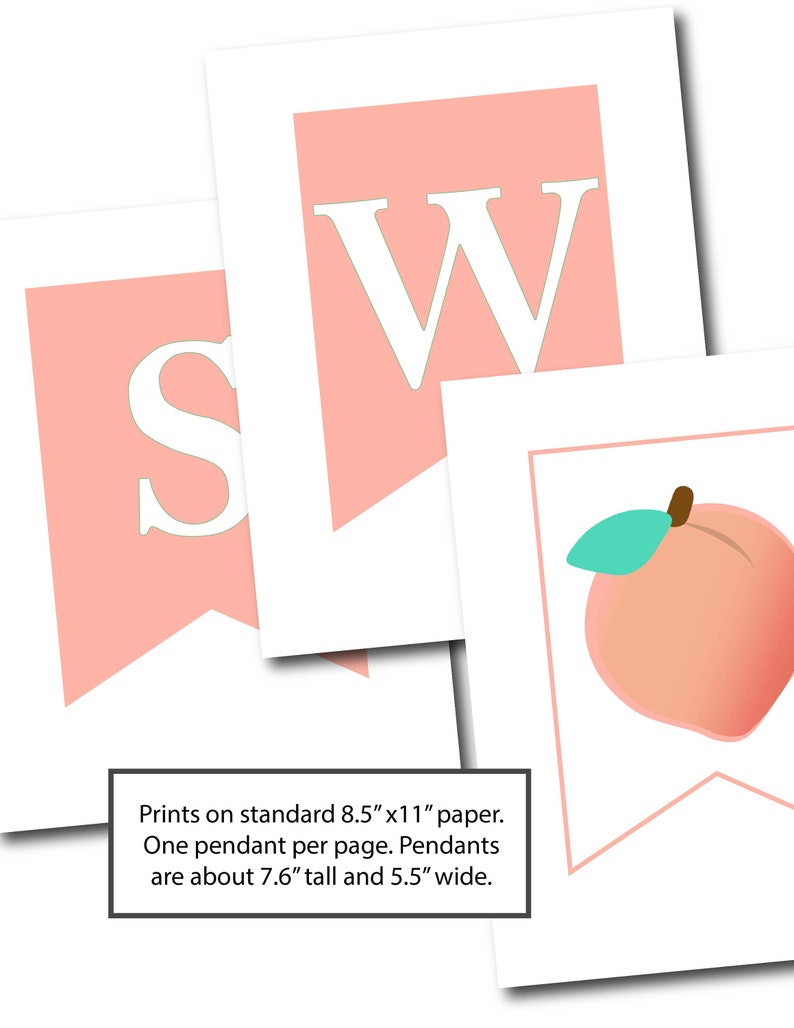 Sweet as Peach Banner (DIGITAL) - Instant Download, Peach Party, One ...