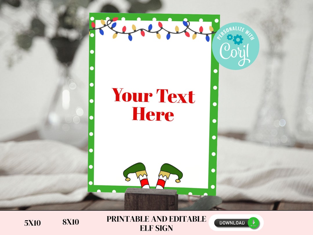 Editable and Printable Elf Sign - Custom Text, Elf Letterhead, Santa ...