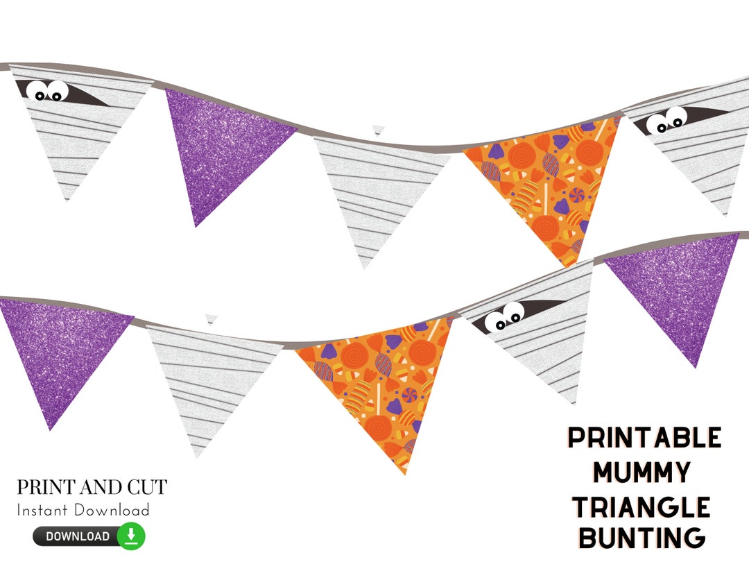 Mummy Triangle Bunting (PRINTABL) - Digital, DIY File, Halloween ...