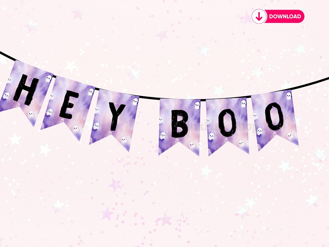 Hey Boo Printable Banner | Print and Cut Halloween Banner | Halloween ...