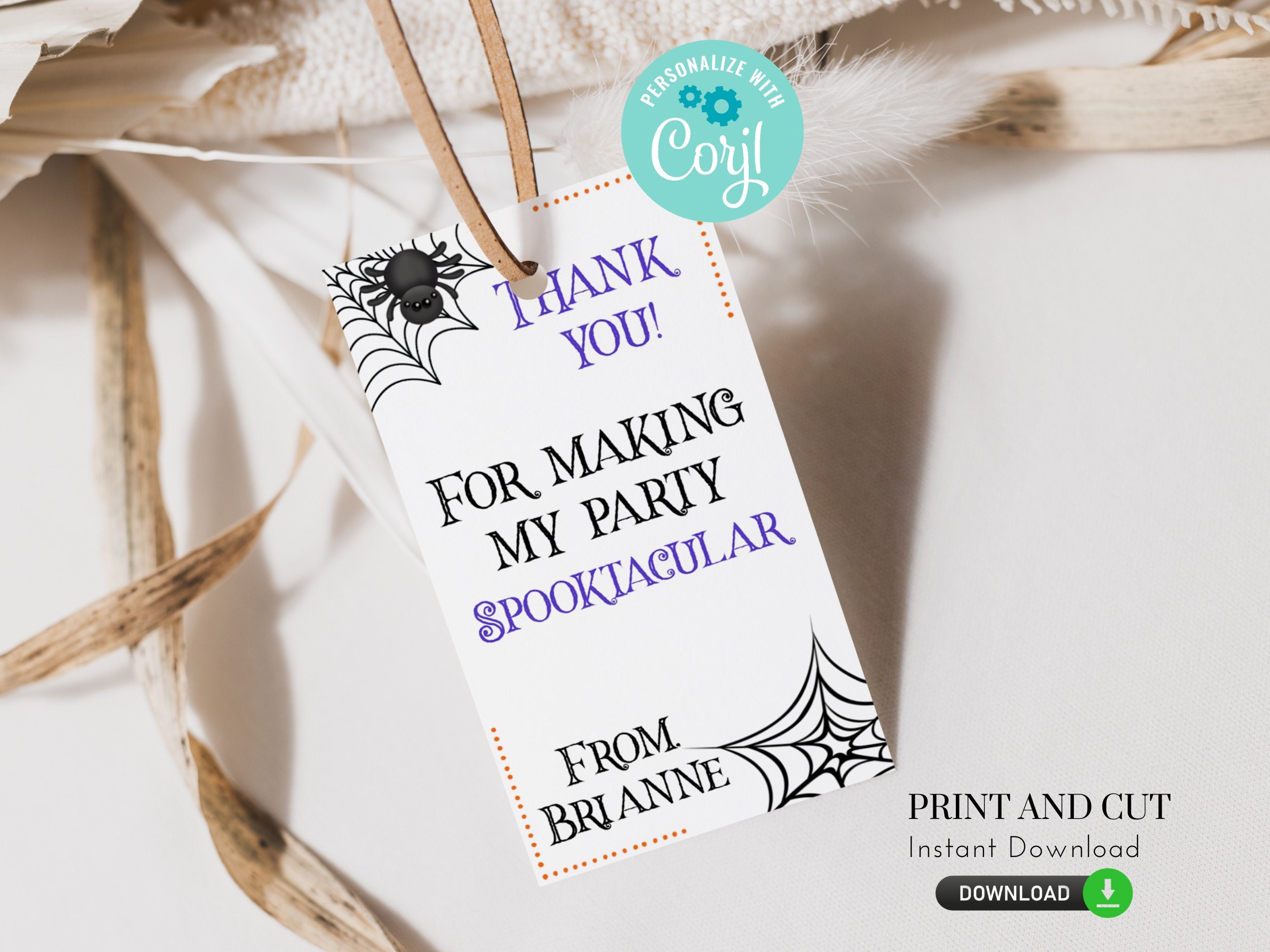 Editable and Printable Spider Favor Tags DIY Halloween Party - Etsy