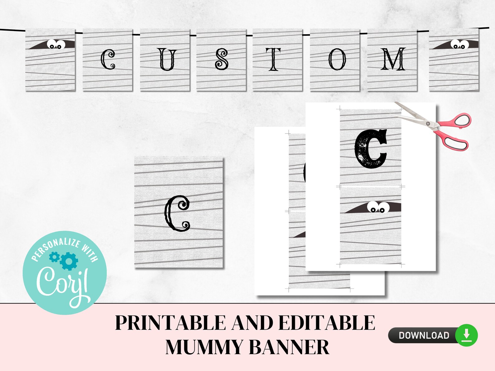 Editable and Printable Mummy Party Package - DIY Halloween Party Favor ...