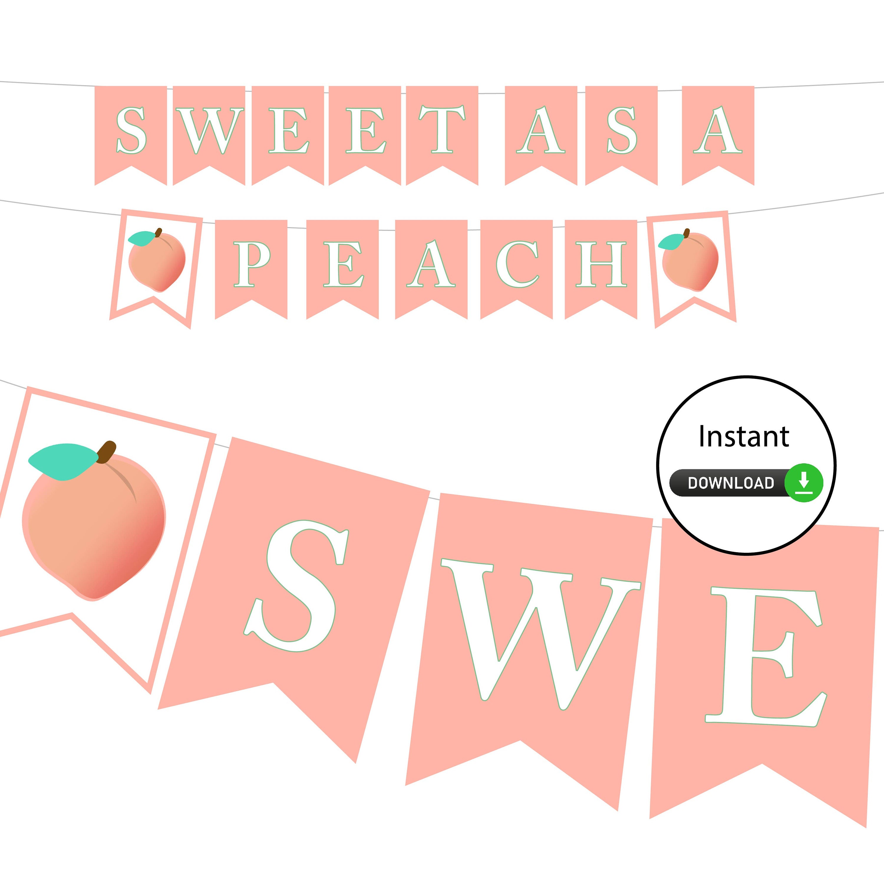Sweet as Peach Banner (DIGITAL) - Instant Download, Peach Party, One ...