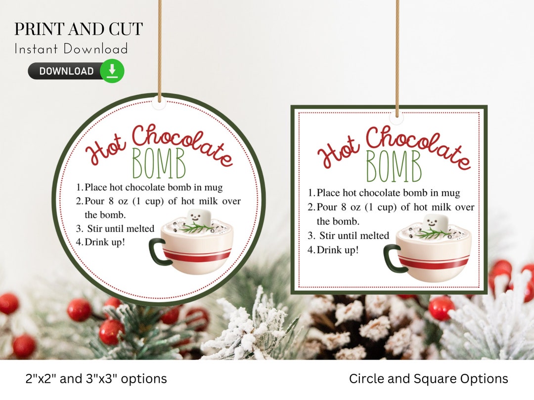 Printable Hot Chocolate Bomb Tags - Instant Download - Hot Cocoa ...