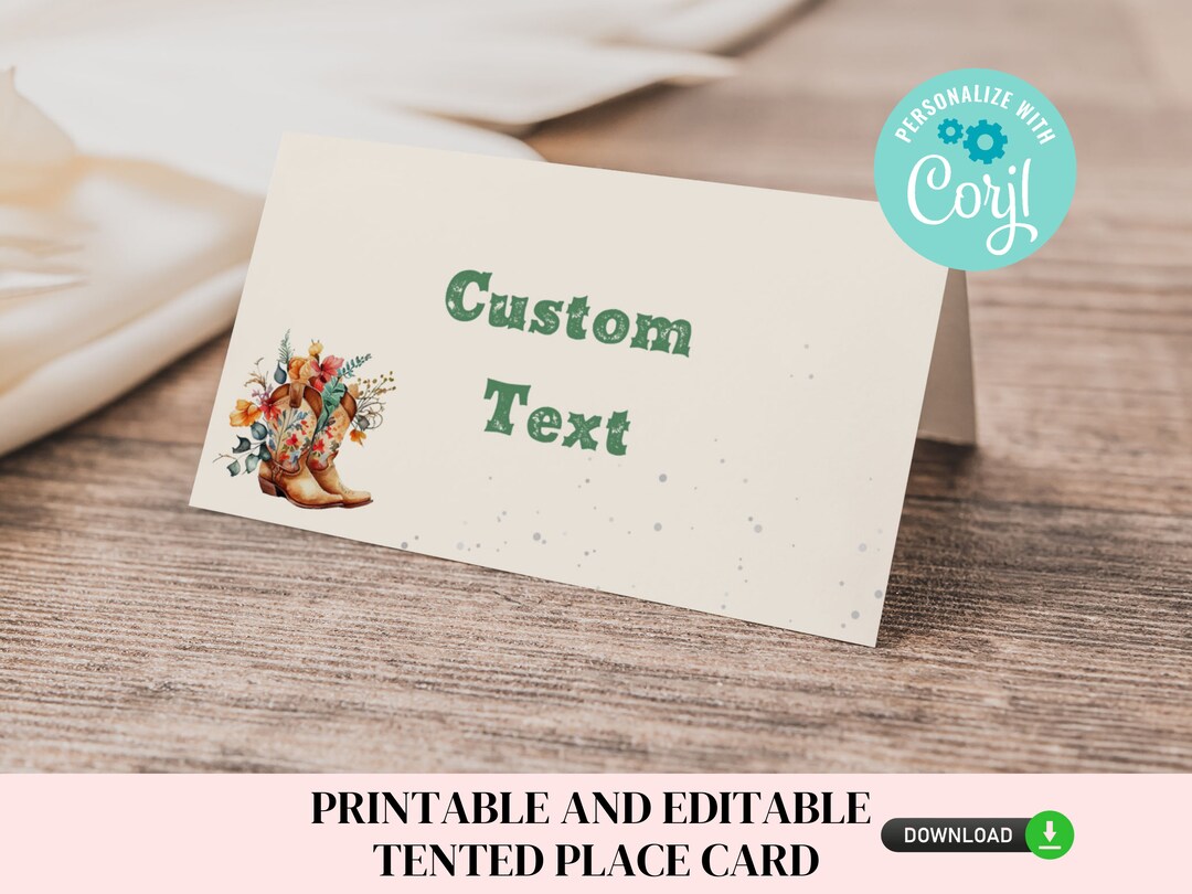 Printable and Editable Boho Rodeo Place Cards - Customize, DIY, Cowgirl ...