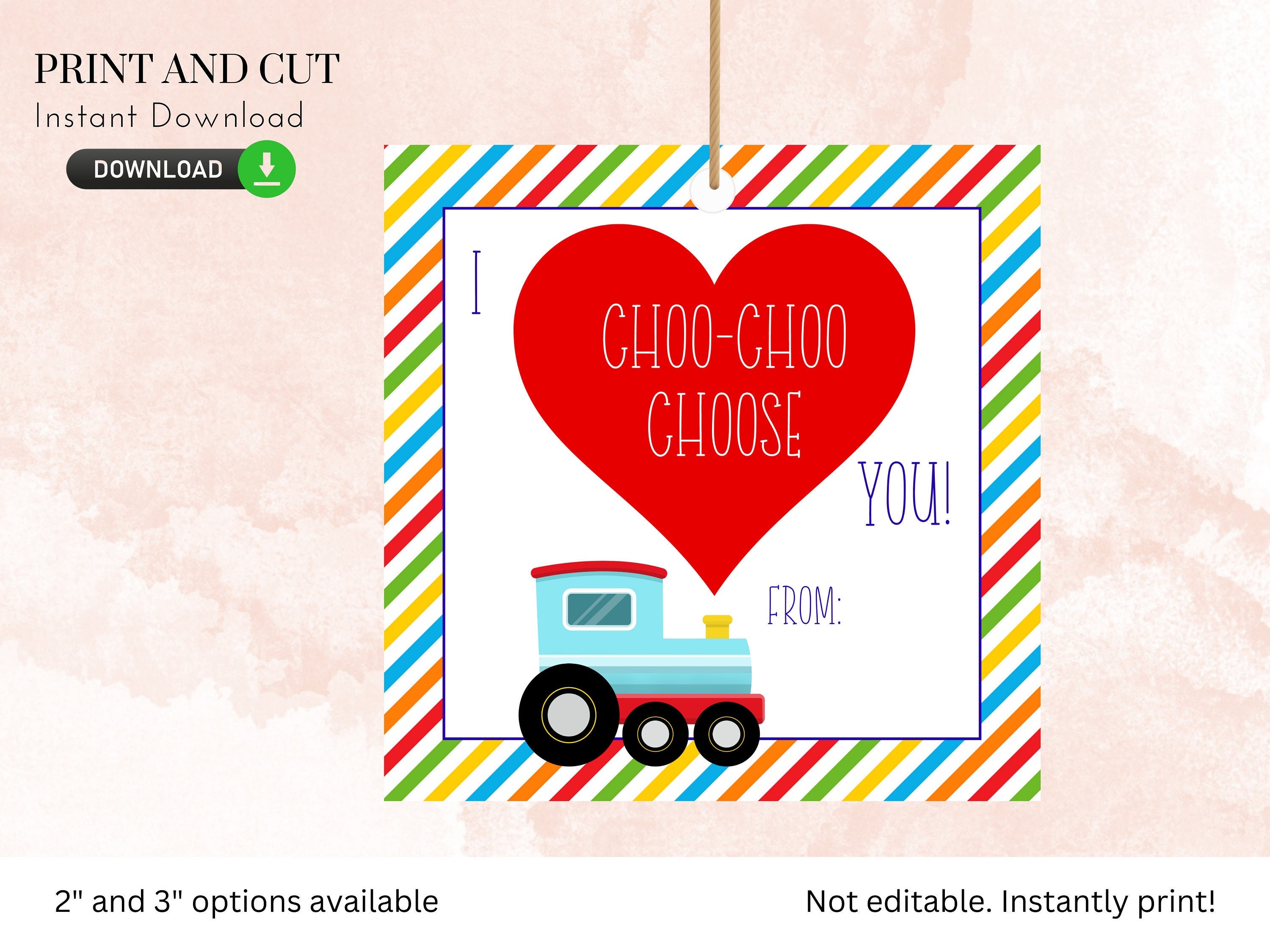 Train Valentine's Day Tag- Printable -valentines Day Card, School Vday ...