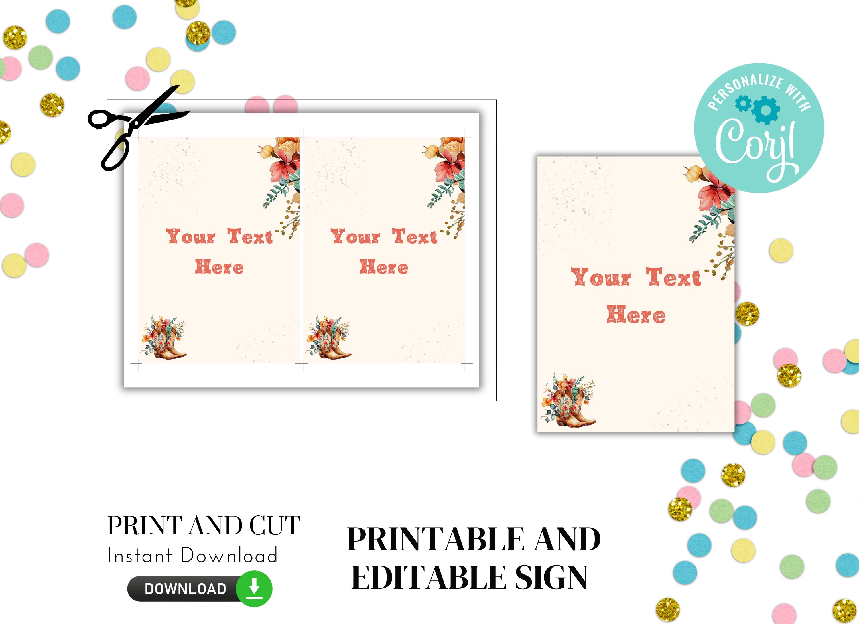 Editable and Printable Boho Rodeo Sign Custom Text, Rodeo Party, My ...