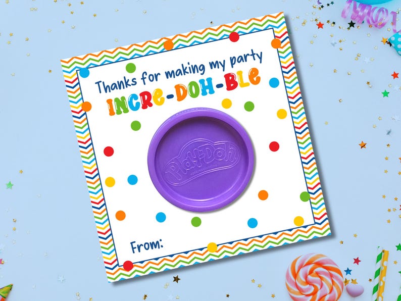 Play Dough Gift Tag | Printable Play Dough Tag | Birthday Favor Tag ...
