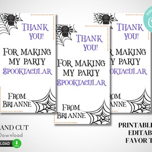 Editable and Printable Spider Favor Tags - DIY Halloween Party Favor ...