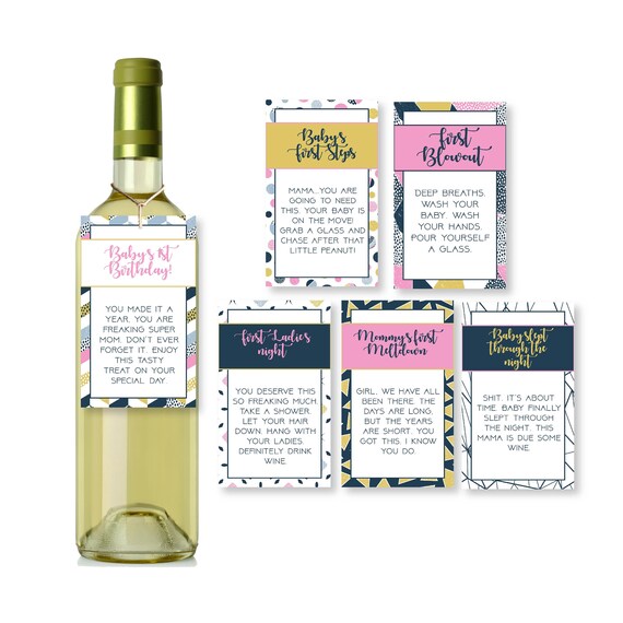 New Mom Wine Labels and Tags DIGITAL DIY Mother | Etsy