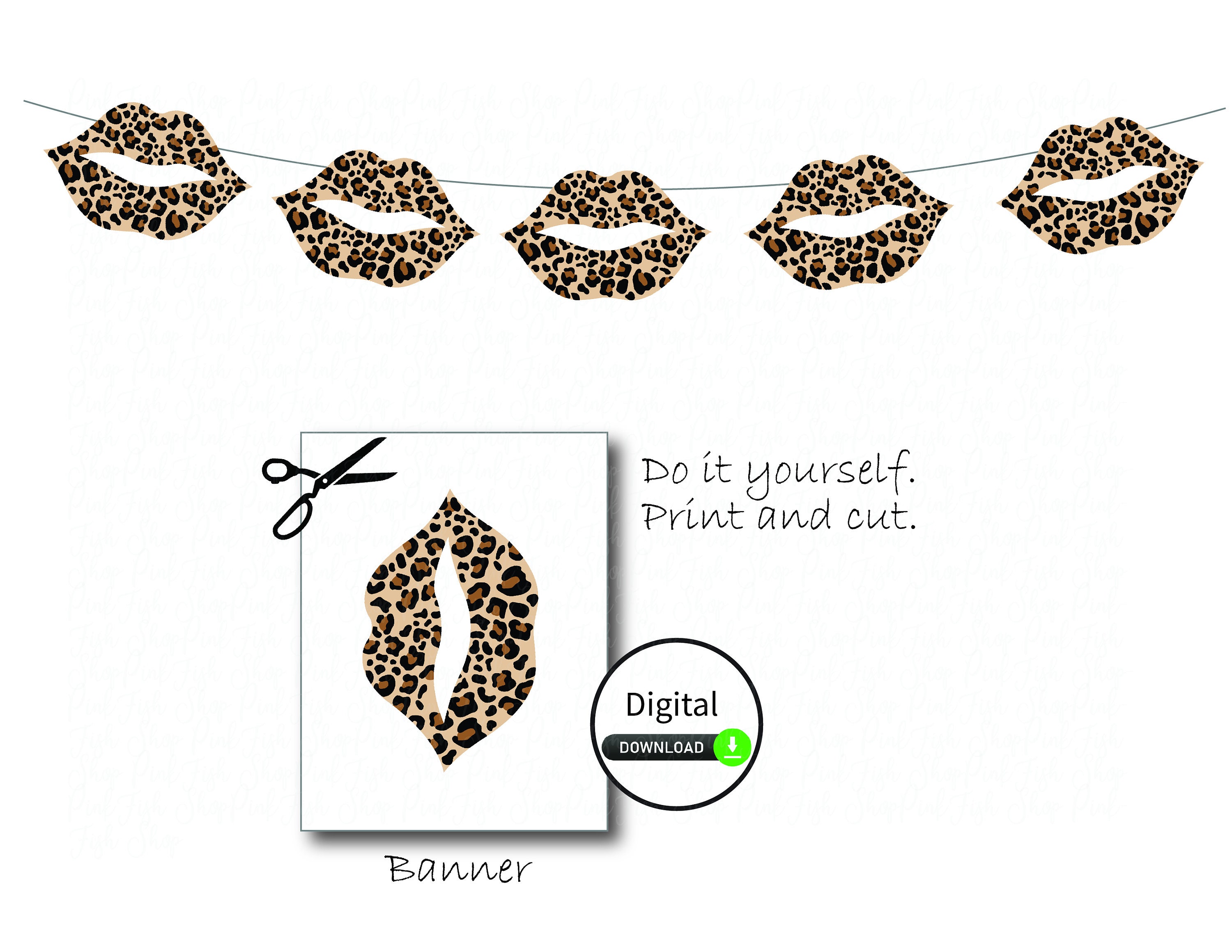 Printable Cheetah Lips Banner Digital DIY Bachelorette | Etsy