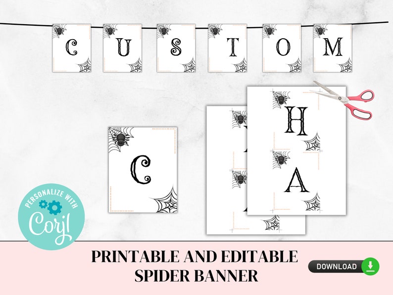 Editable and Printable Spider Halloween Banner for Birthday Party, Baby ...