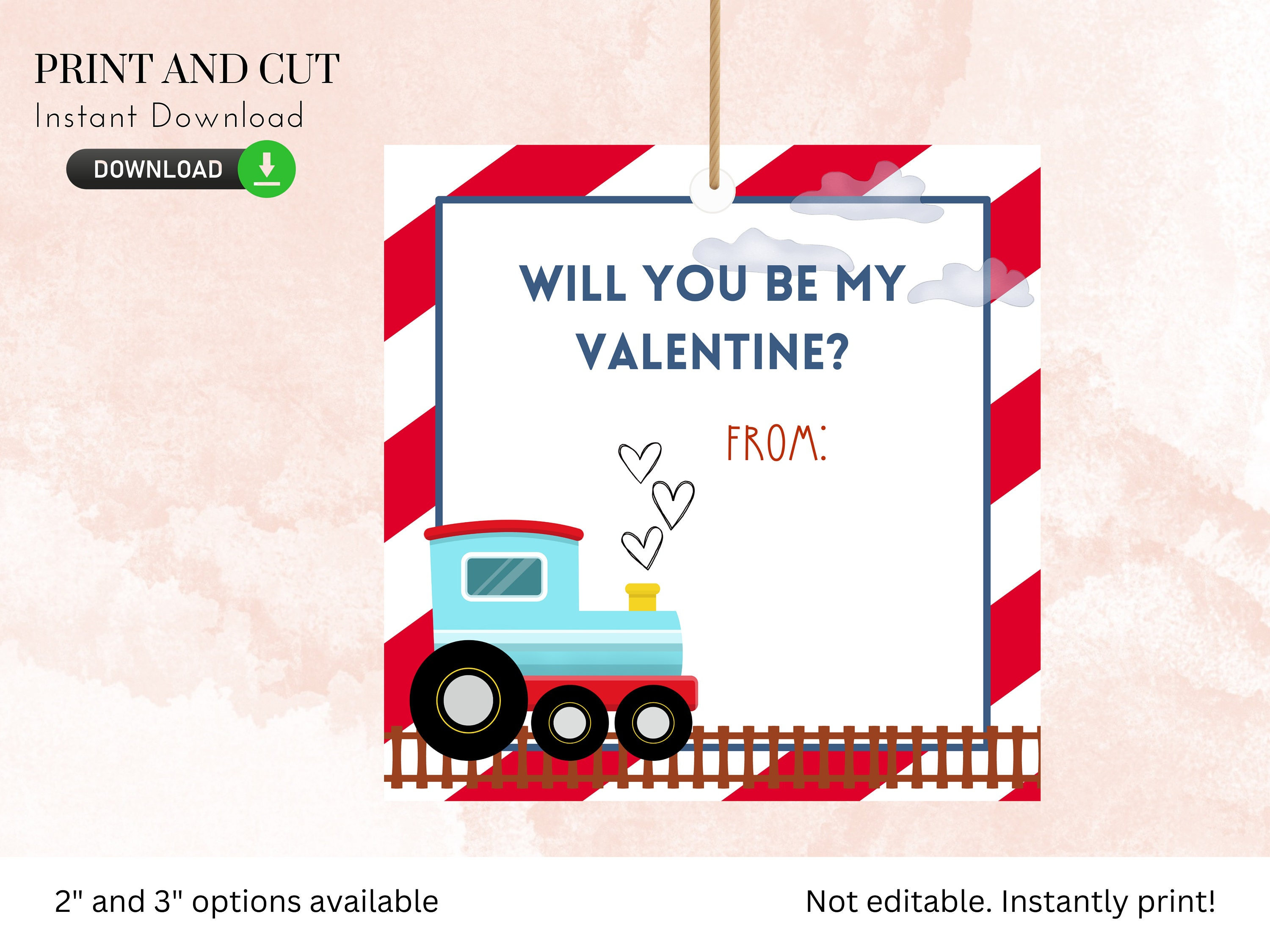 Train Valentine's Day Card- Printable -valentines Day Card, School Vday ...