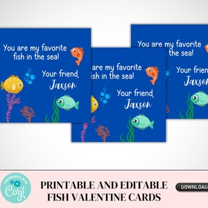 Fishing Valentines Tag- Printable and Editable -valentines Day Card ...