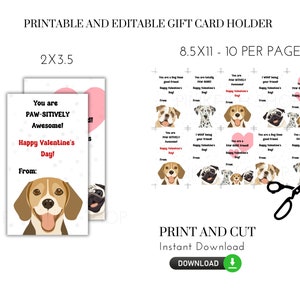 Dog Valentine's Day Tag- Printable - 5 Designs Valentines Day Card ...