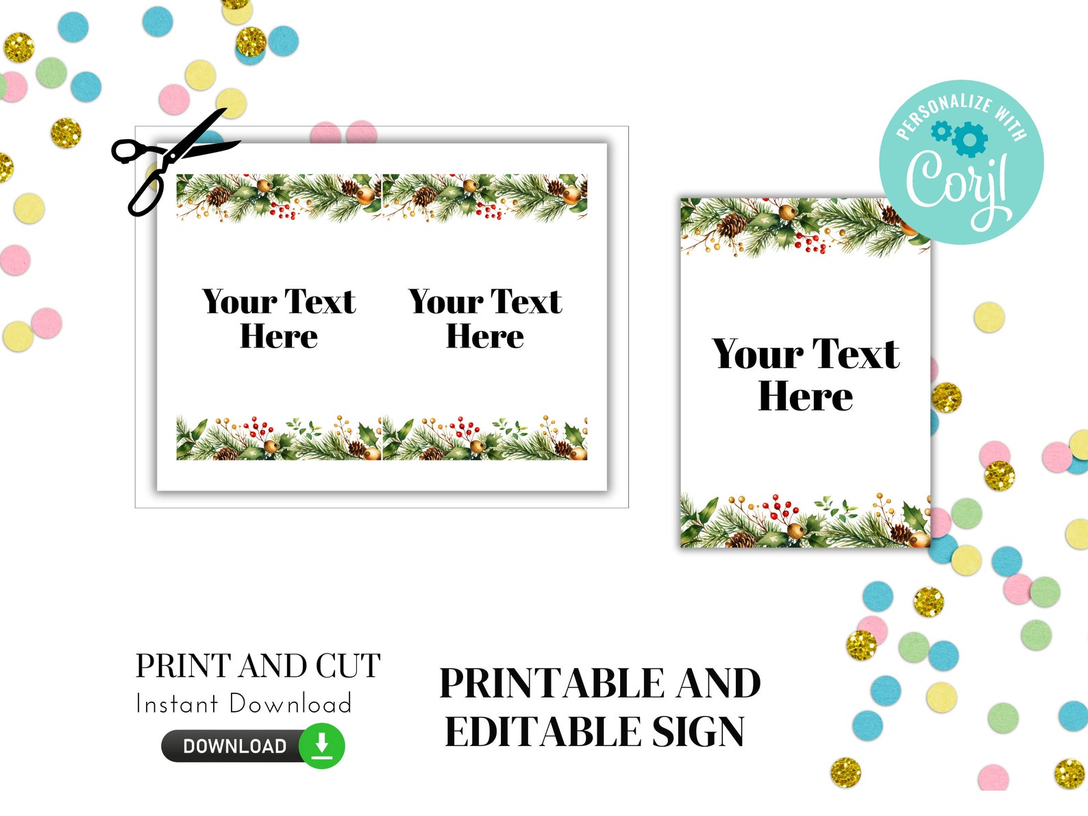 Editable and Printable Christmas Sign - Custom Text, DIY Holiday Signs ...