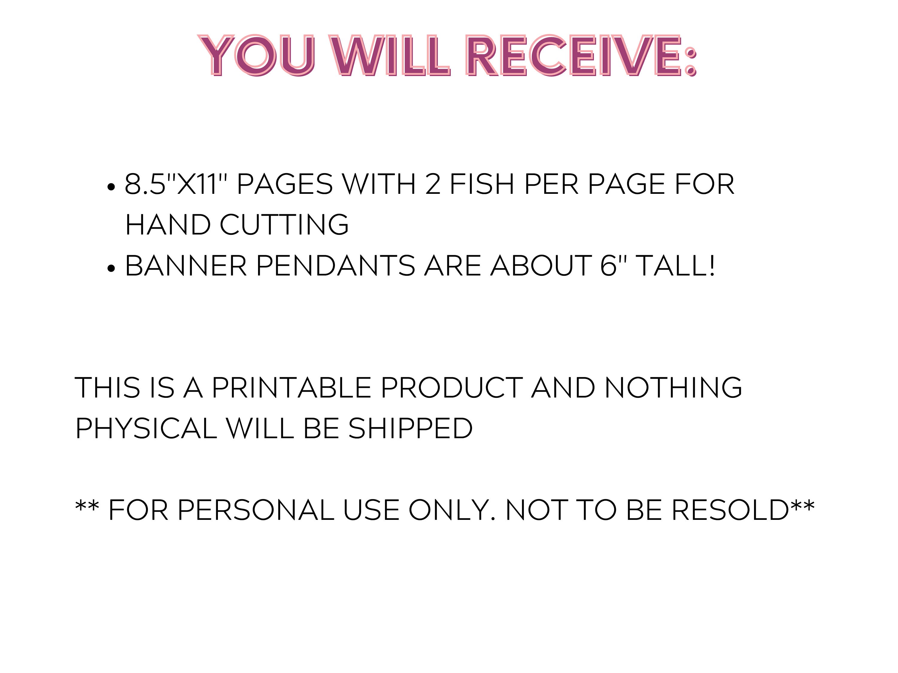 Printable Fish Banner- Digital, DIY, Garland, Do It Yourself, Print and ...