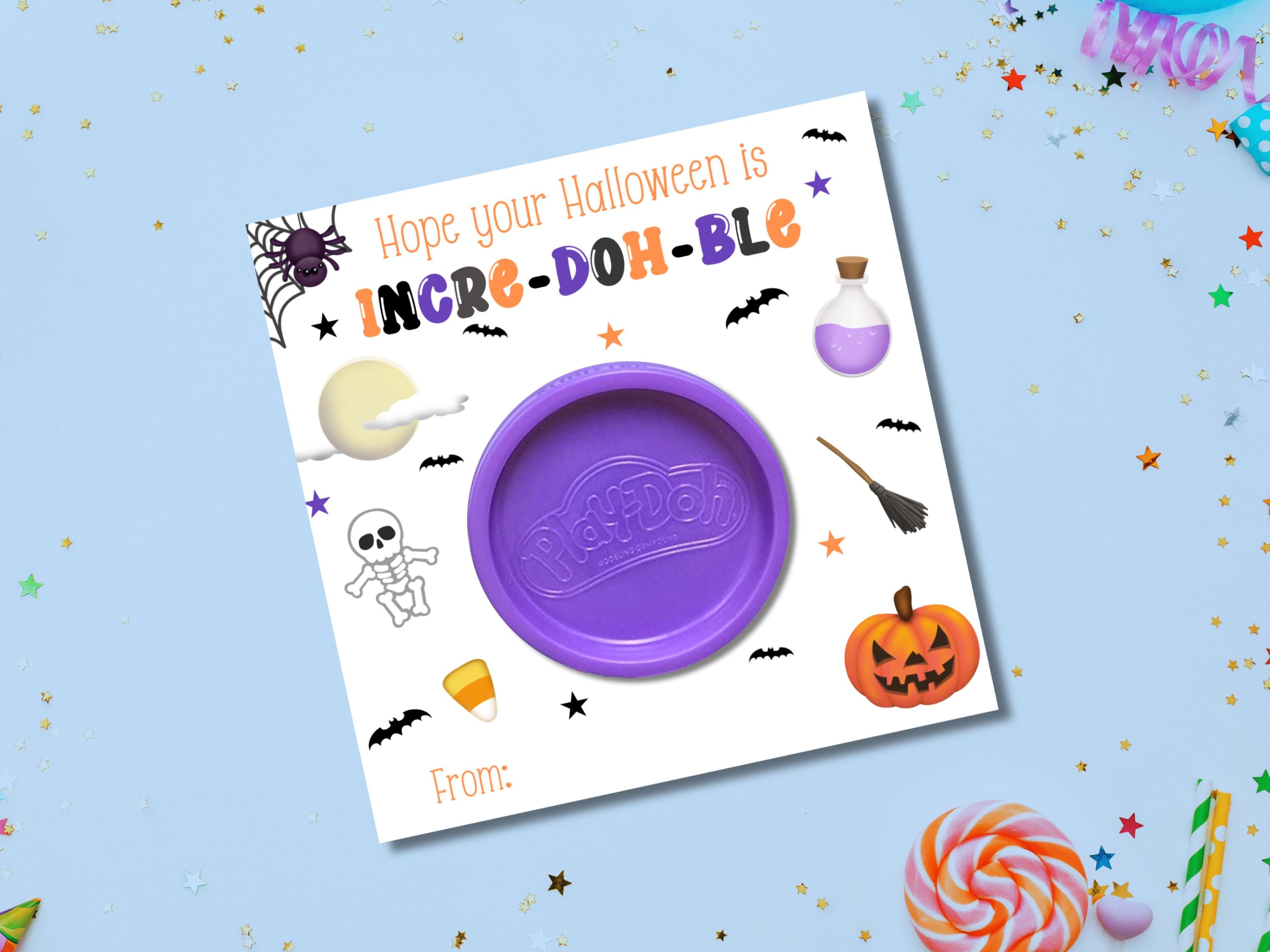 Play Dough Halloween Gift Tag | Printable Play Dough Tag | Halloween ...