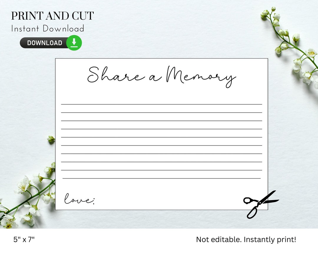 Share a Memory Card - Printable - DIY, Print and Cut, Simple, Birthday ...