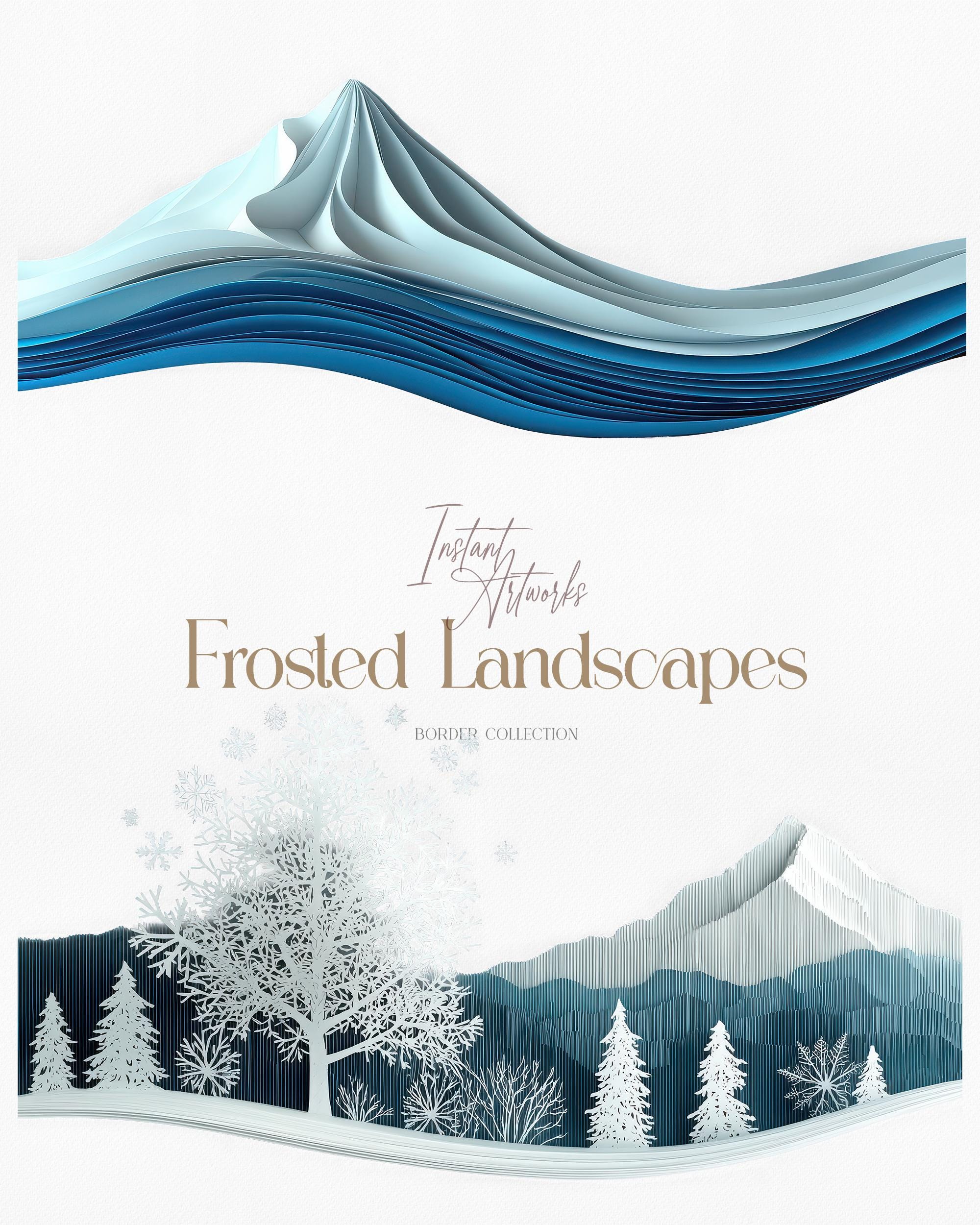 Winter Forest Clipart Borders - Snowy Landscape Digital Download for ...