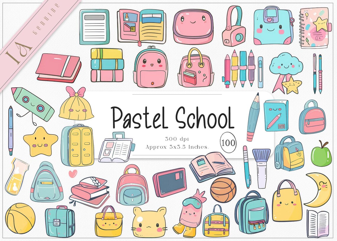 Pastel School Clipart Back to School Pastel Teacher Clipart Education ...