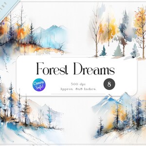 Mountain and Forest Clipart, Nature Clipart, Outdoor PNG Bundle ...